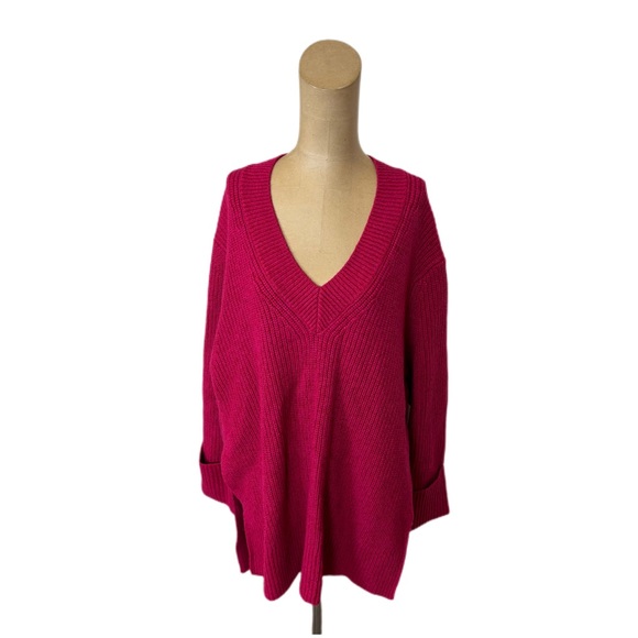 Athleta | Sweaters | Nwt Athleta Shasta Vneck Sweater Raspberry Pink ...
